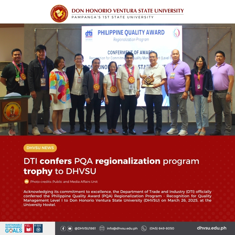 DTI confers PQA regionalization program trophy to DHVSU